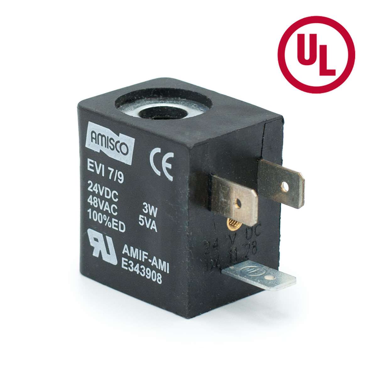 22mm Coil System EVI 7/9 – UL, AMP 6.3x0.8 mm, DC, 24V, 3.0W ...